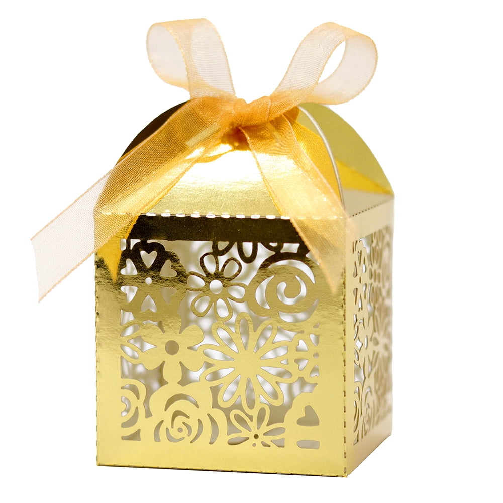 50 Pack Wedding Favor Boxes Hollow Floral Design Wedding Favor Boxes ...