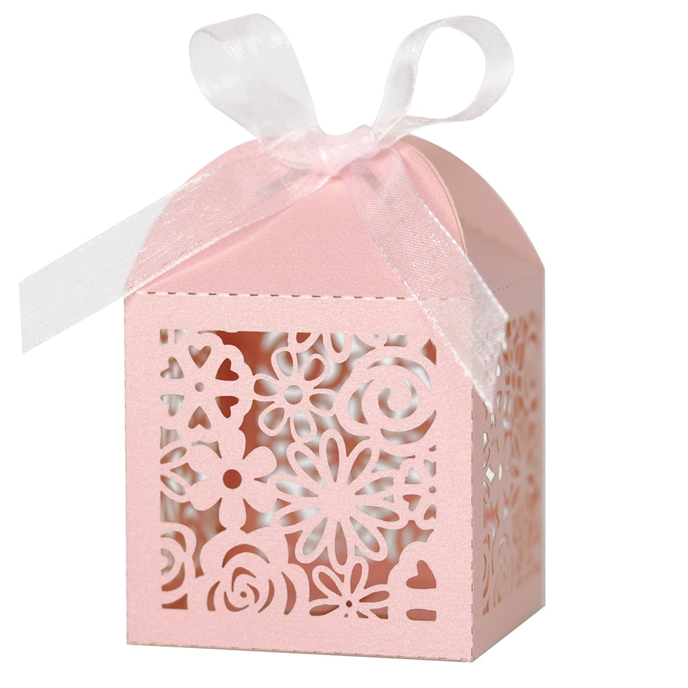 50 Pack Wedding Favor Boxes Hollow Floral Design Wedding Favor Boxes ...