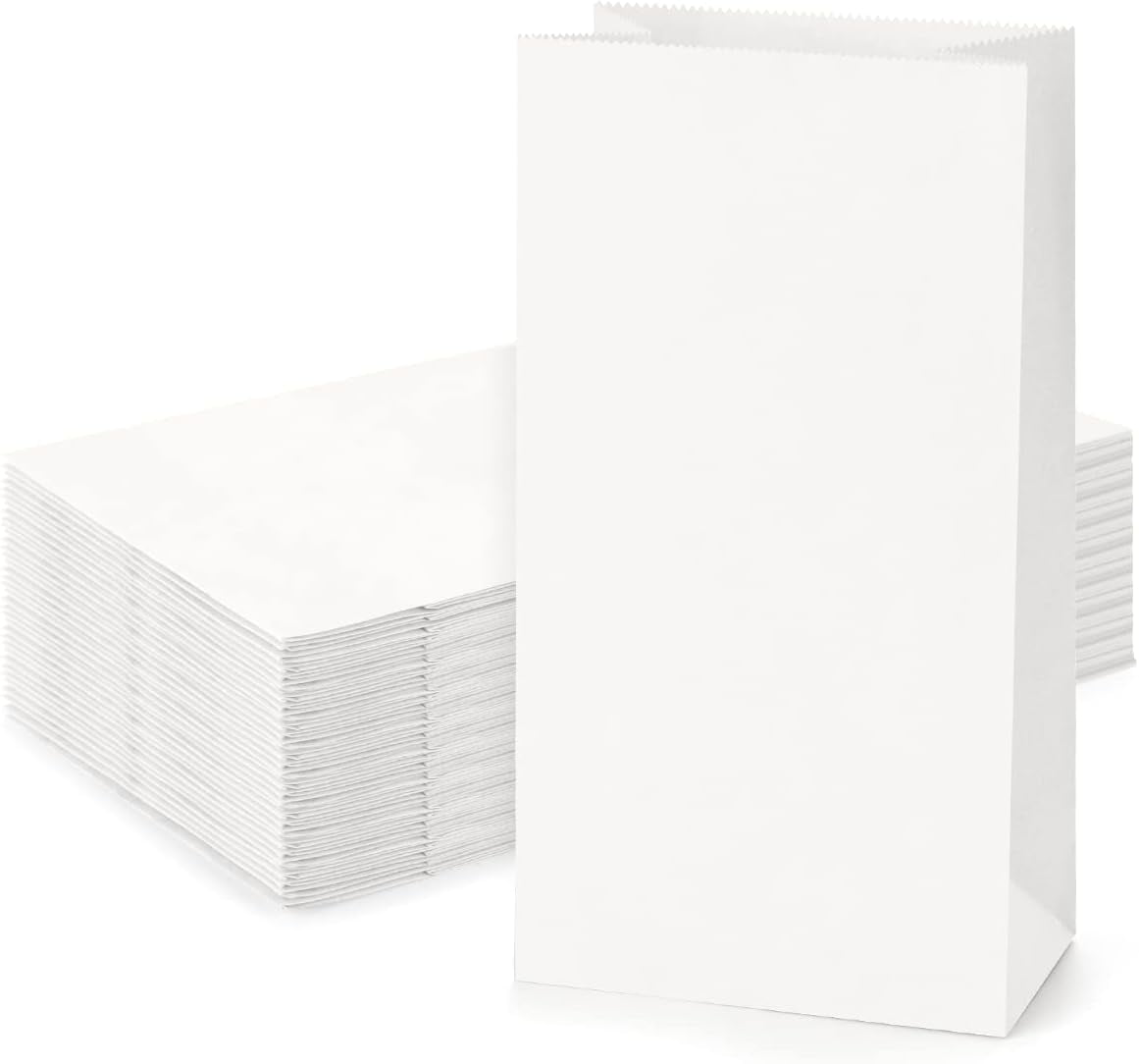 50 Pack White Paper Lunch Bags,Small Snacks Kraft Bags,Disposable Party ...