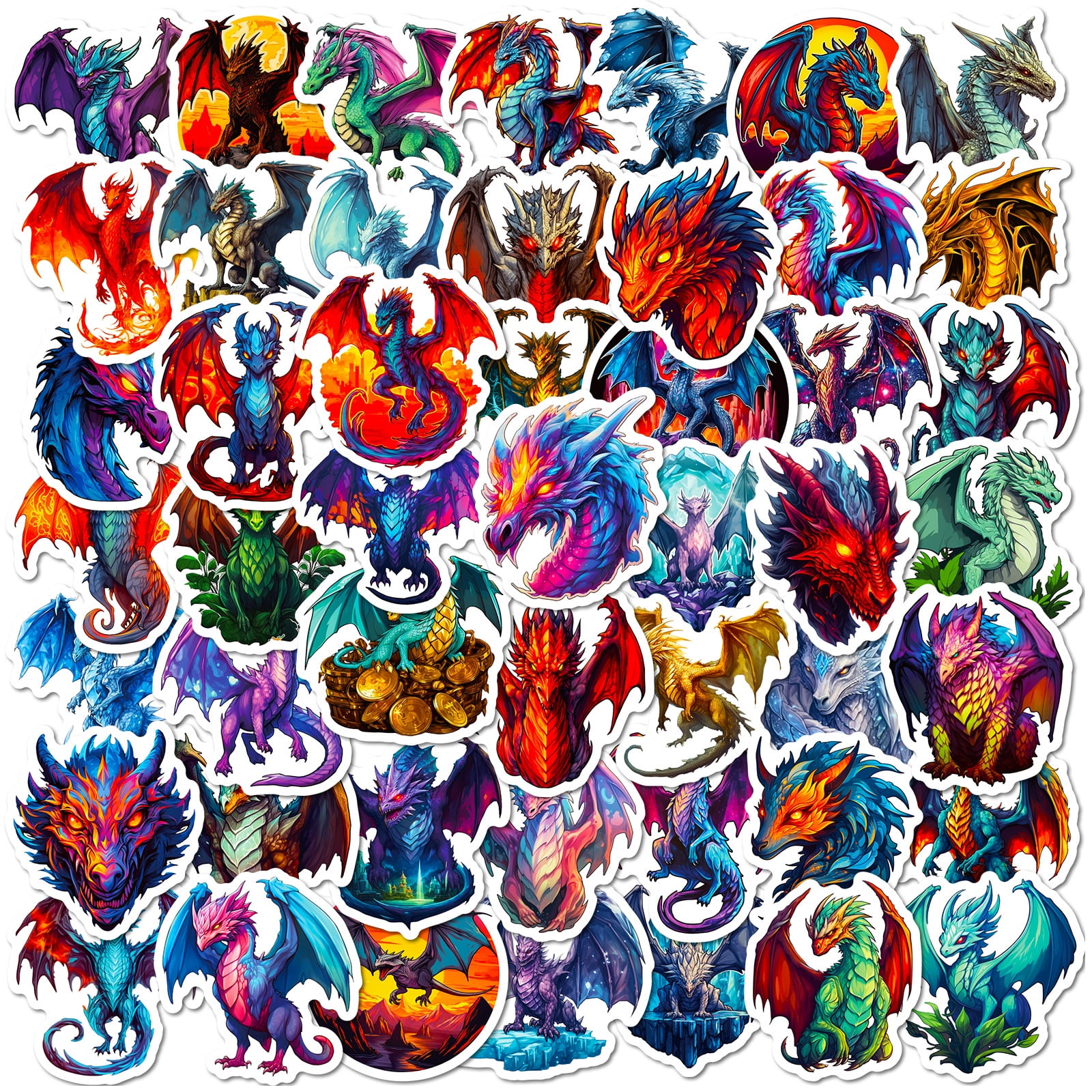 50-Pack Wings of Fire Dragon Stickers - Fire Dragon, DIY Notebook ...