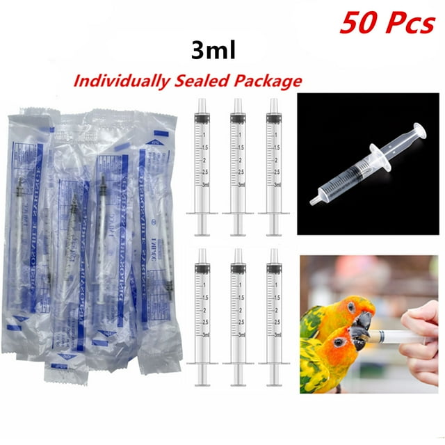 50 Pack of 3ml Luer Slip Syringes without Needle, Disposable, Sterile ...