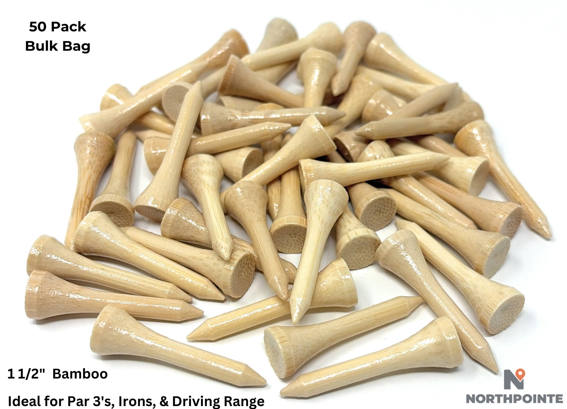 50 Pack of Bamboo Short 1.5" Golf Tees, Great for Par 3's, Irons ...