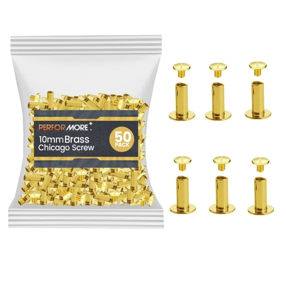 50 Pack of Chicago Screw Post Binding Screws, 10mm Brass Plated Metal ...