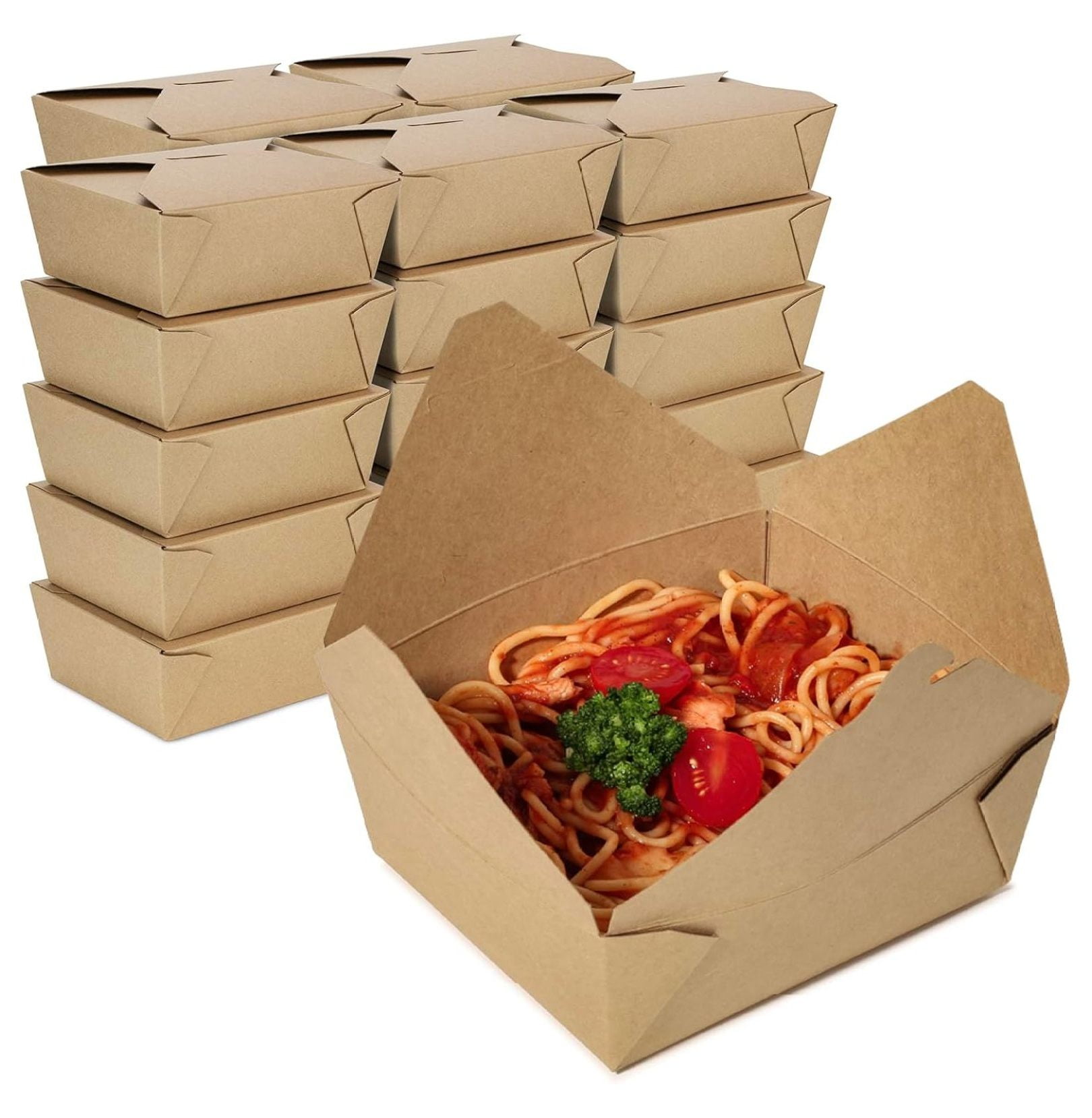 50 Pack oz Disposable Take Out Containers Microwaveable Paper To Go ...