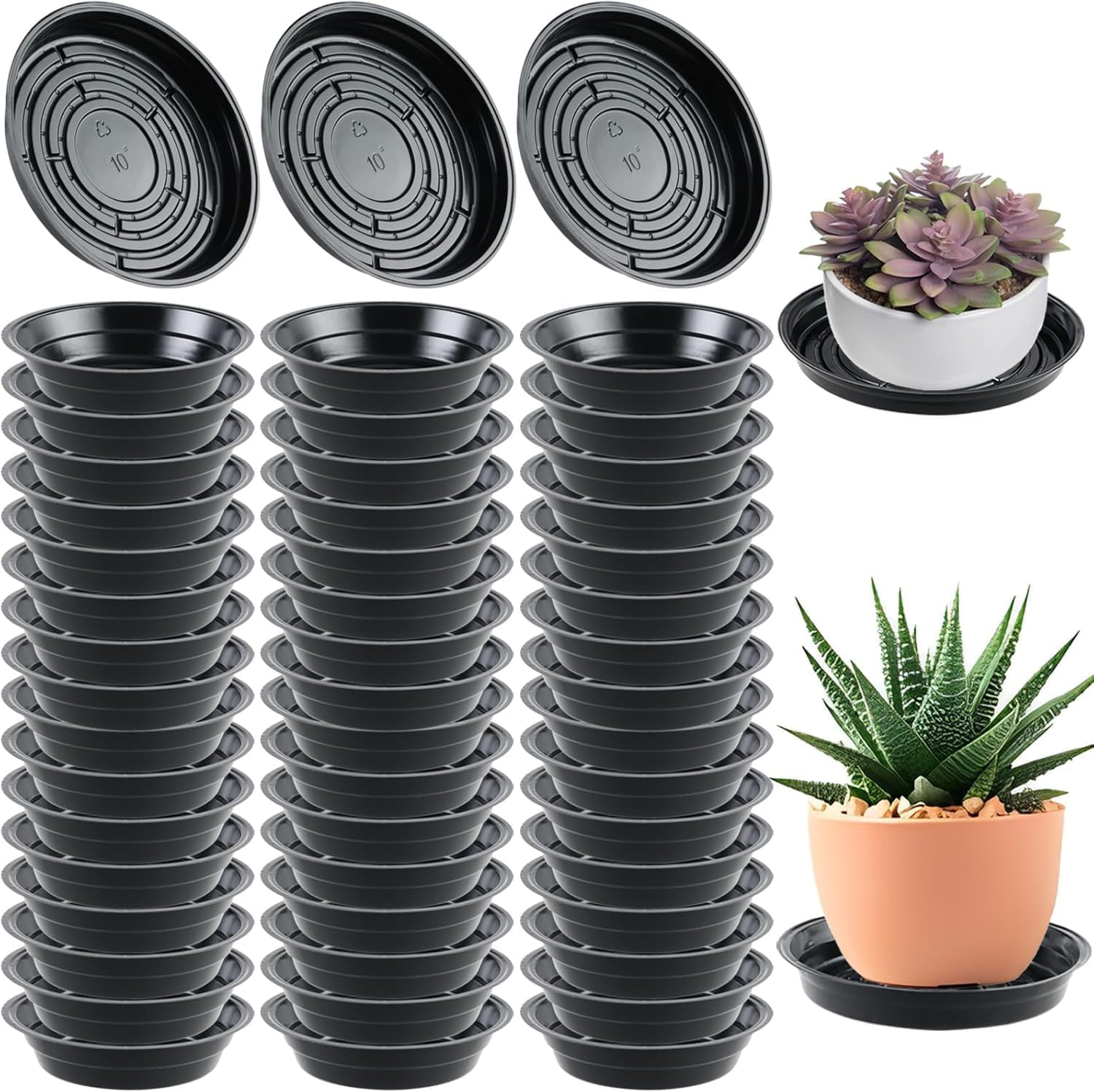 50 Packs 10 Inches Large Plant Saucers for Indoor Outdoor Use Heavy ...