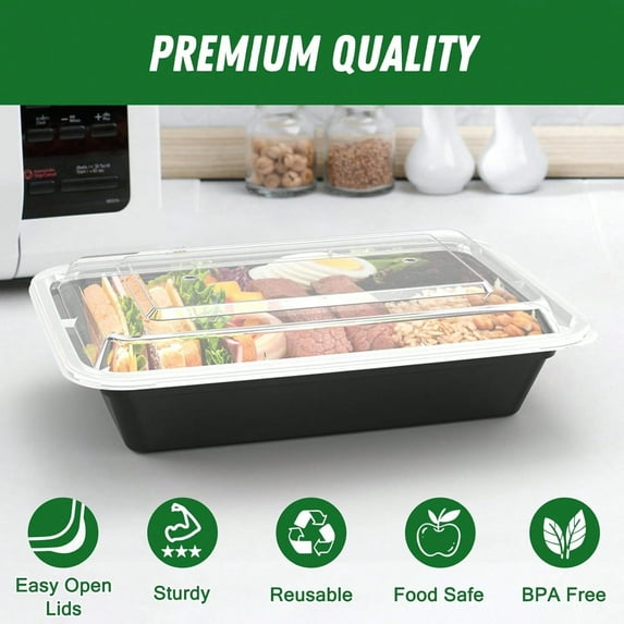 50 Packs (100 Pieces) Of 32-Ounce Meal Prep Containers, Reusable With ...