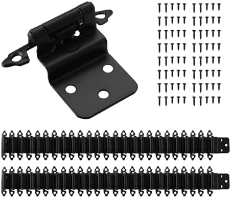 50 Packs (25 Pairs) 3/8" Inset Matte Black Cabinet Hinges, Self Closing ...