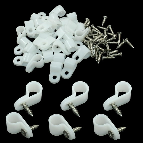 50 Packs 3/8 Inch Heavy Duty R-Type Cable Clip Wire Clamp, Durable ...