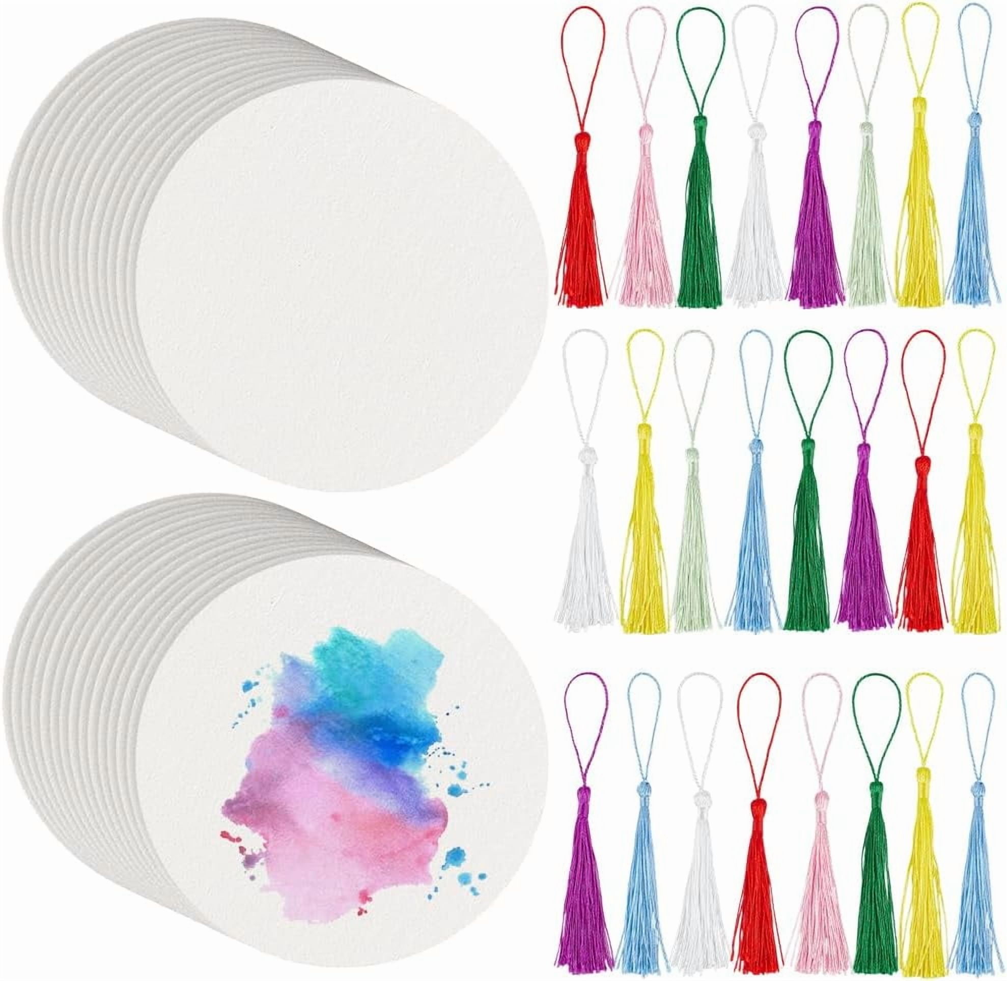 50 Packs Artist's Tiles 4.7 Inch Round Zentangle Paper Tiles Blank ...