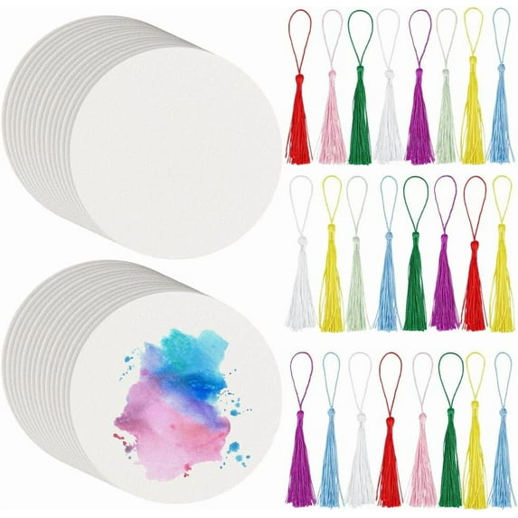 50 Packs Artist's Tiles 4.7 Inch Round Zentangle Paper Tiles Blank ...