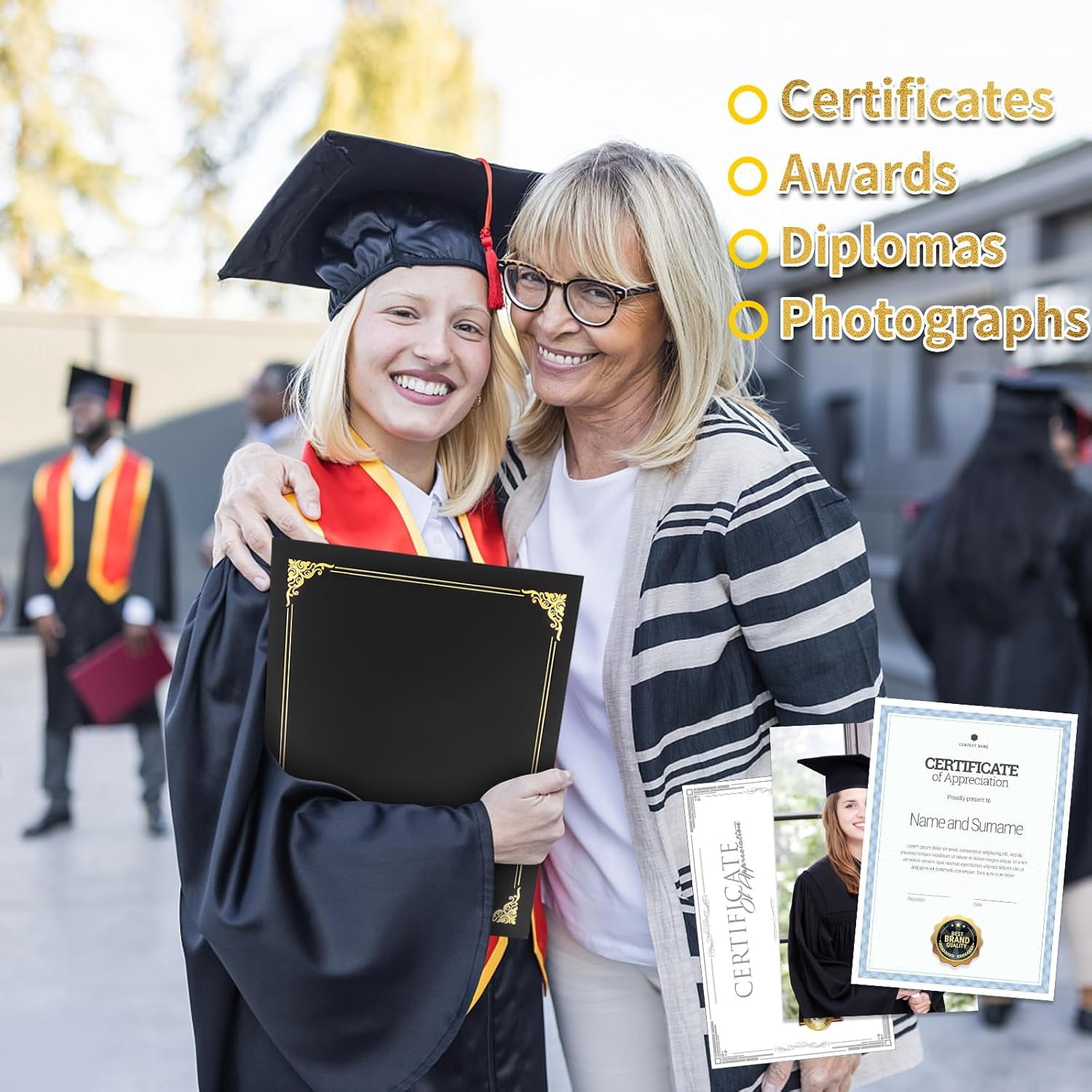 50 Packs Certificate Holders, Black Certificate Covers, Diploma Holders, Certificate Folders ...