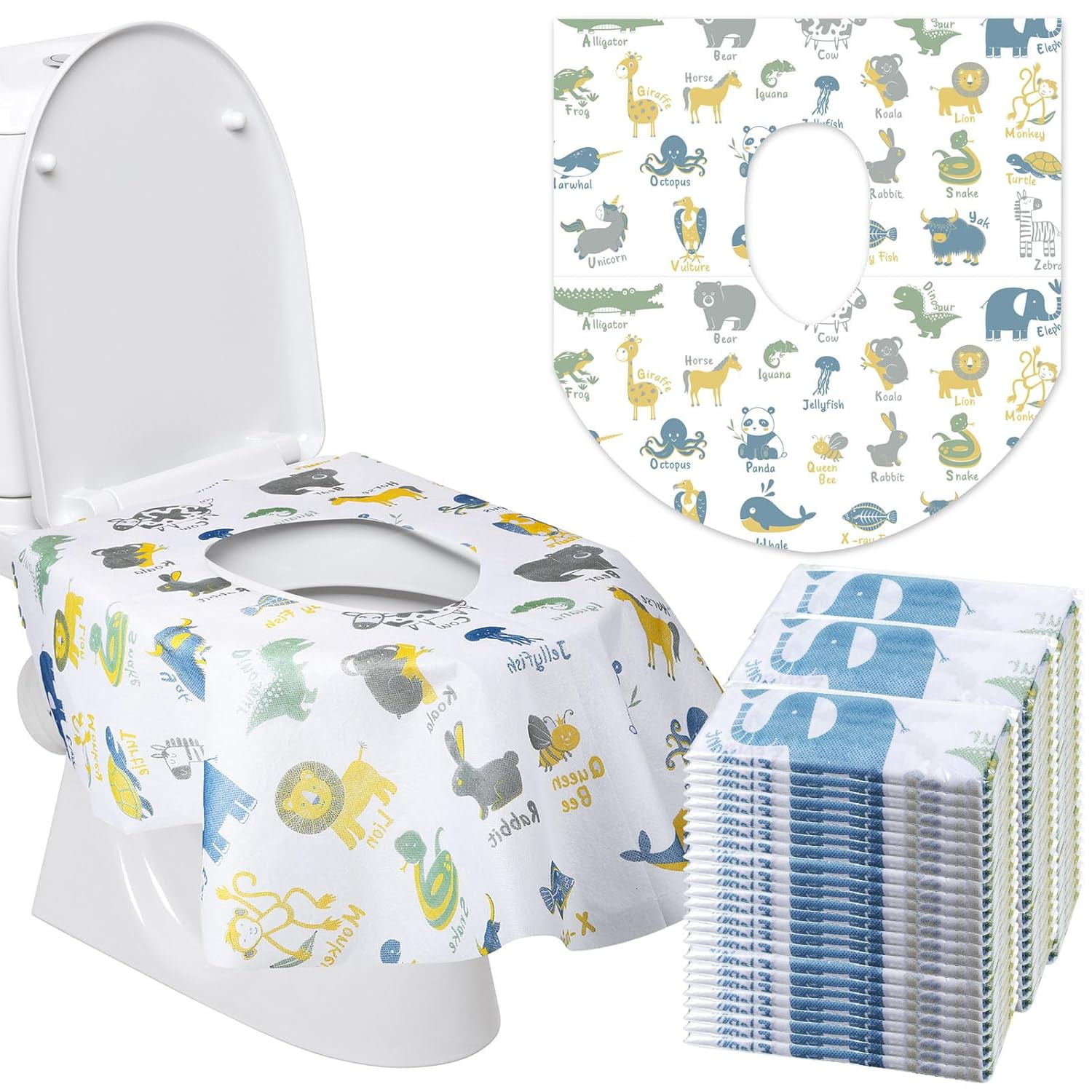 50 Packs Disposable Toilet Seat Covers Extra Large Individually Wrapped ...