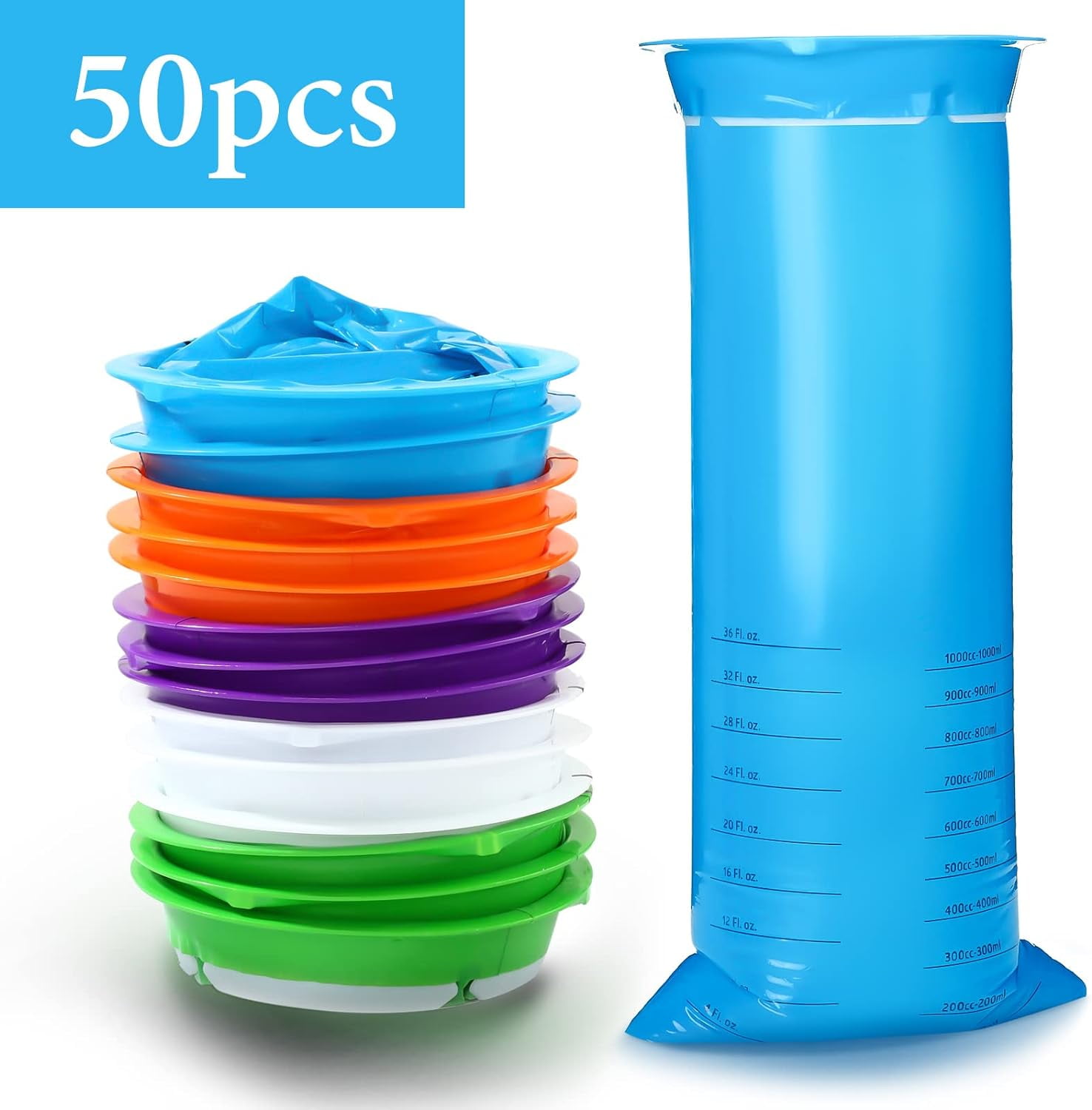 50 Packs Emesis Bags Disposable Barf Bags 1000 ml Portable Vomit Bags ...