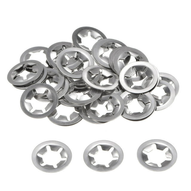 50 Packs Internal Tooth Starlock Push on Locking Washers, Stainless ...