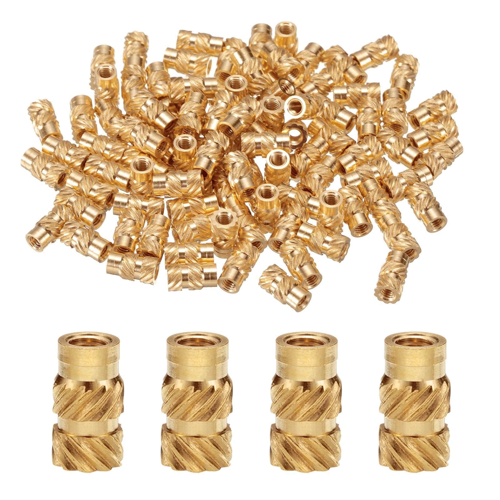 50 Packs M2.5 Threaded Inserts Brass Heat Set Insert M2.5x8mm, OD 4.5mm ...
