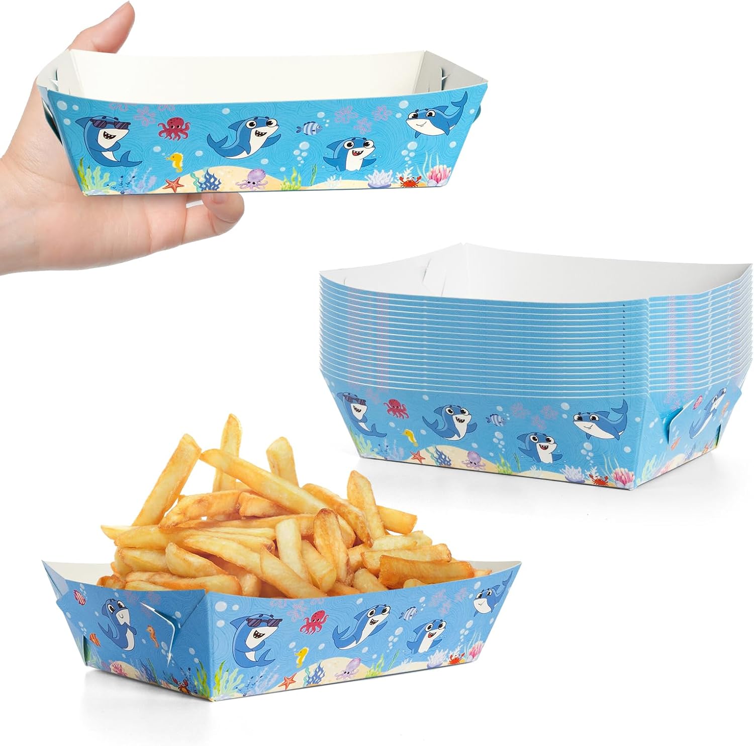 50 Packs Sharks Party Food Trays Sharks Birthday Party Supplies Sharks ...
