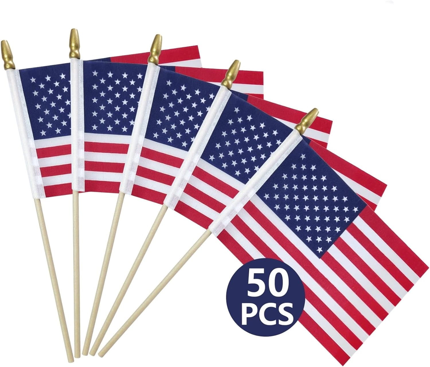 50 Packs Small American Flags on Stick,American Flag for Outside 4x6 ...