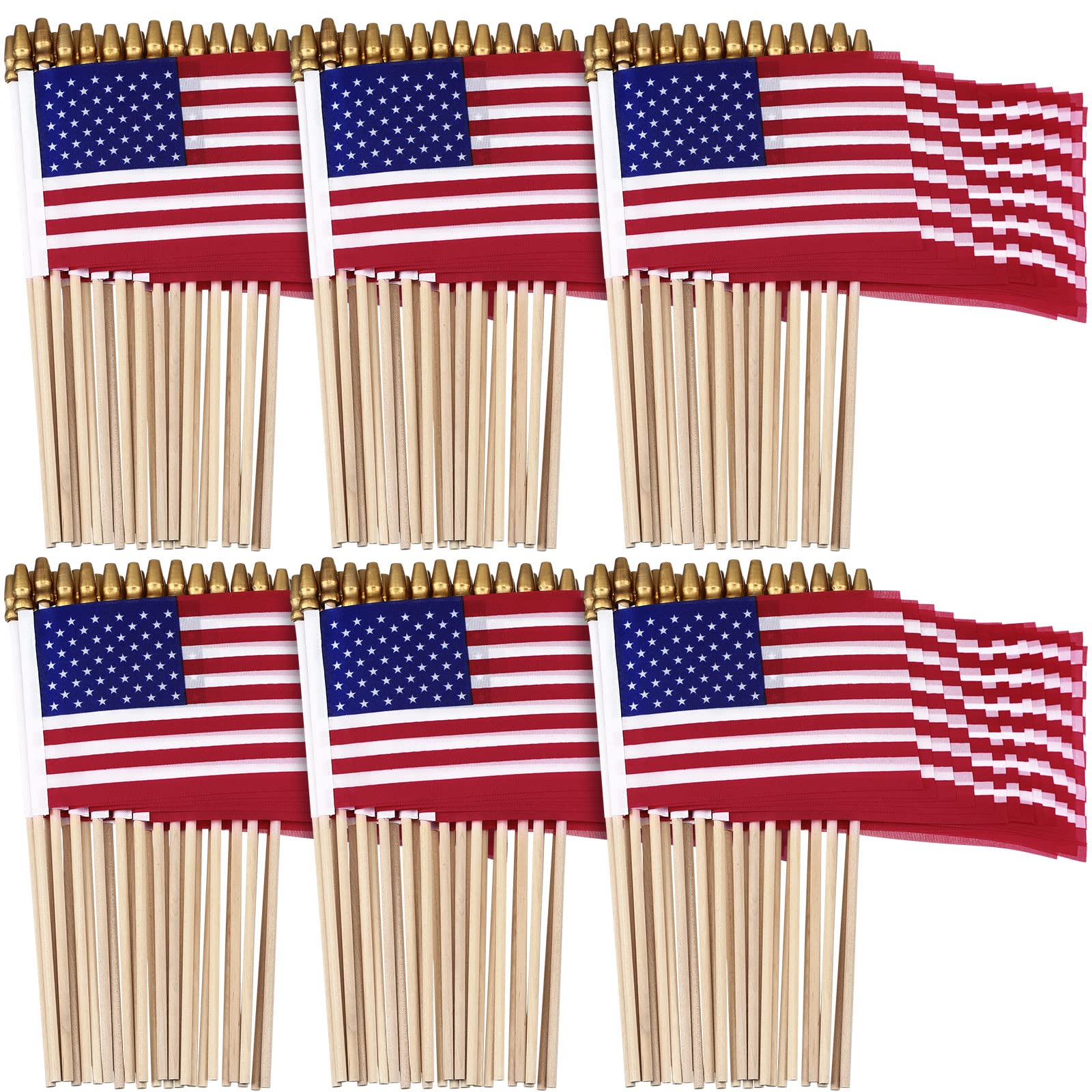 50 Packs USA Stick Flags 12 x 18 Inch Small American Flag 4th of July ...
