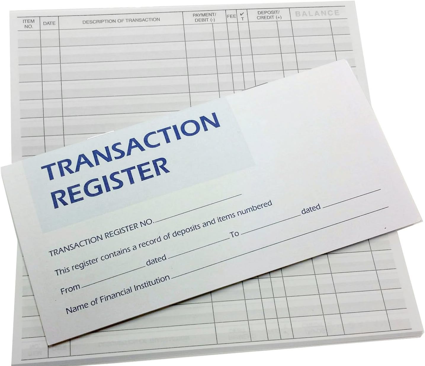 50 Page Checkbook Registers Standard Check Register Bank Transaction ...