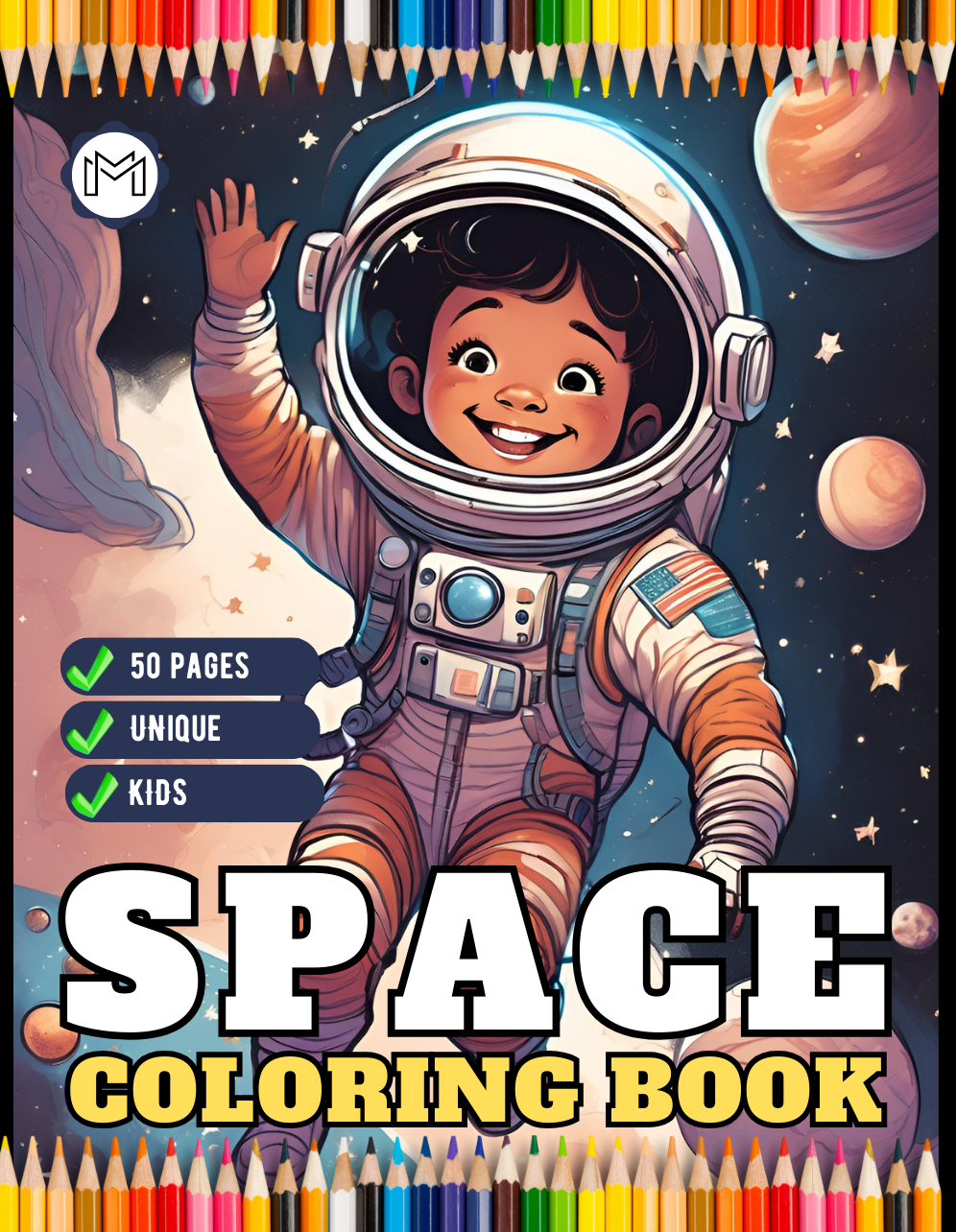50 Pages Astronaut Planet Relaxation Coloring Book Outer Space Galaxy ...