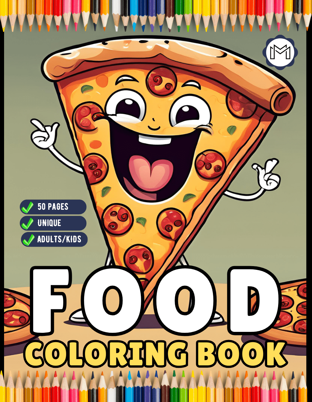 50 Pages Bold and Easy Food Coloring Book Gift for Adults Kids Men ...