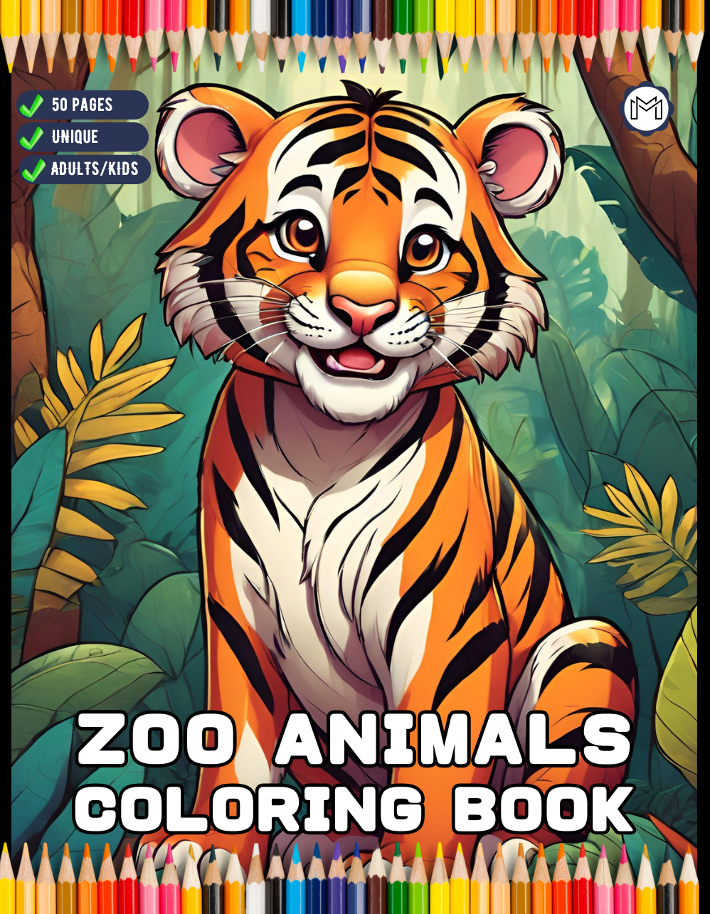 50 Pages Bold and Easy Zoo Animal Coloring Book Gift for Adults Kids ...