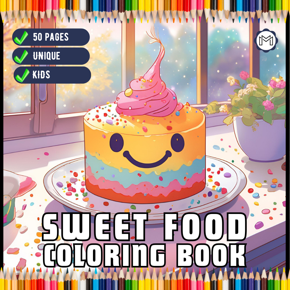 50 Pages Cozy Dessert Foodie Food Lover Coloring Book for Young Kids ...