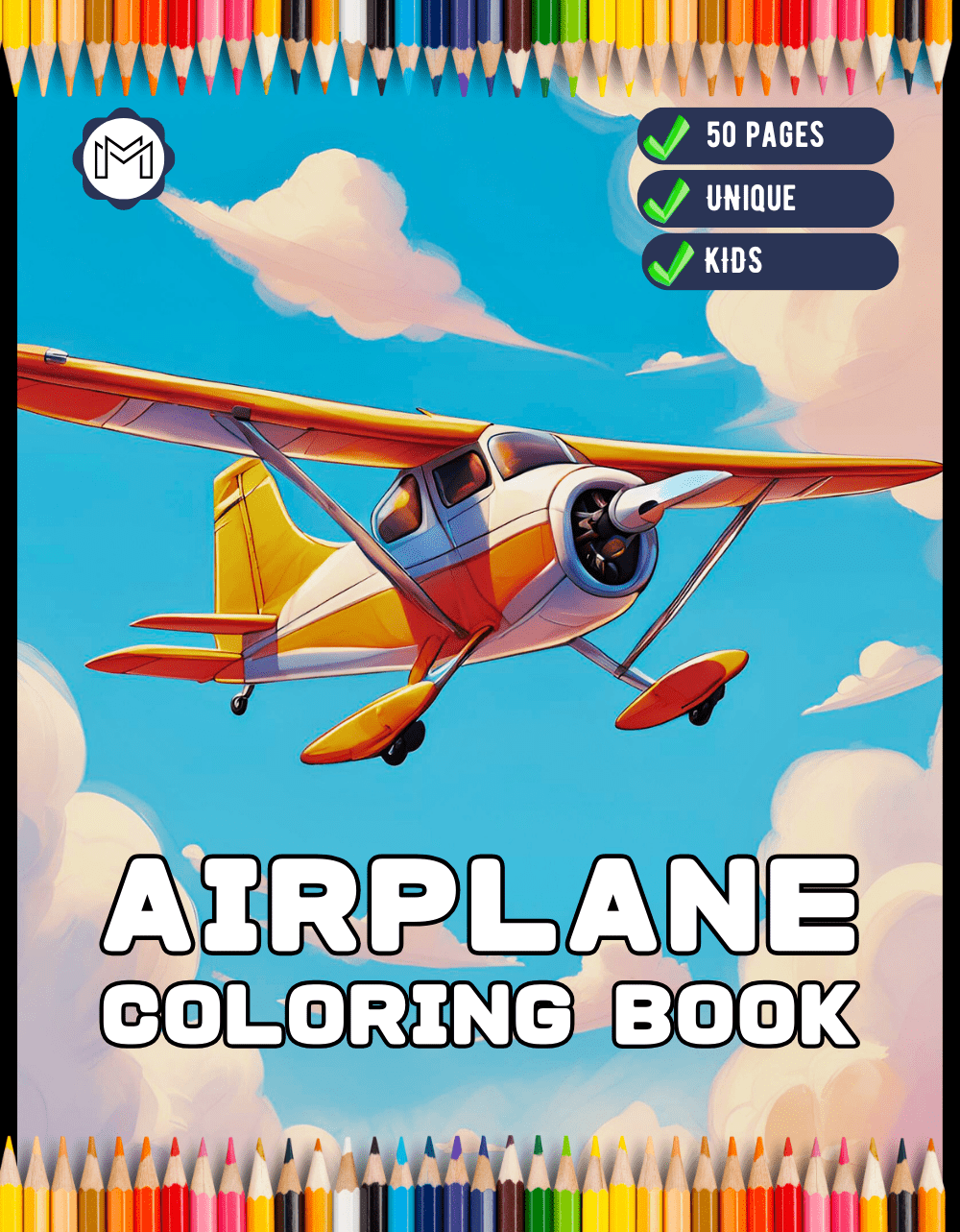 50 Pages Cute Airplane Coloring Book Gift for Kids Boys Girls Teens ...