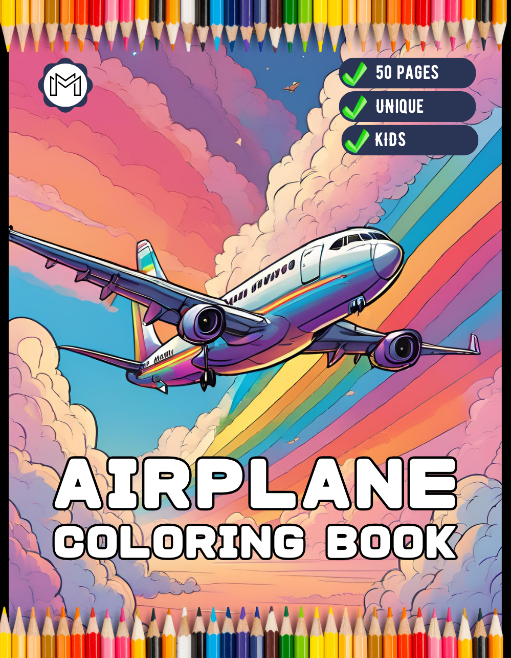 50 Pages Cute Airplane Coloring Book Gift for Kids Boys Girls Teens ...