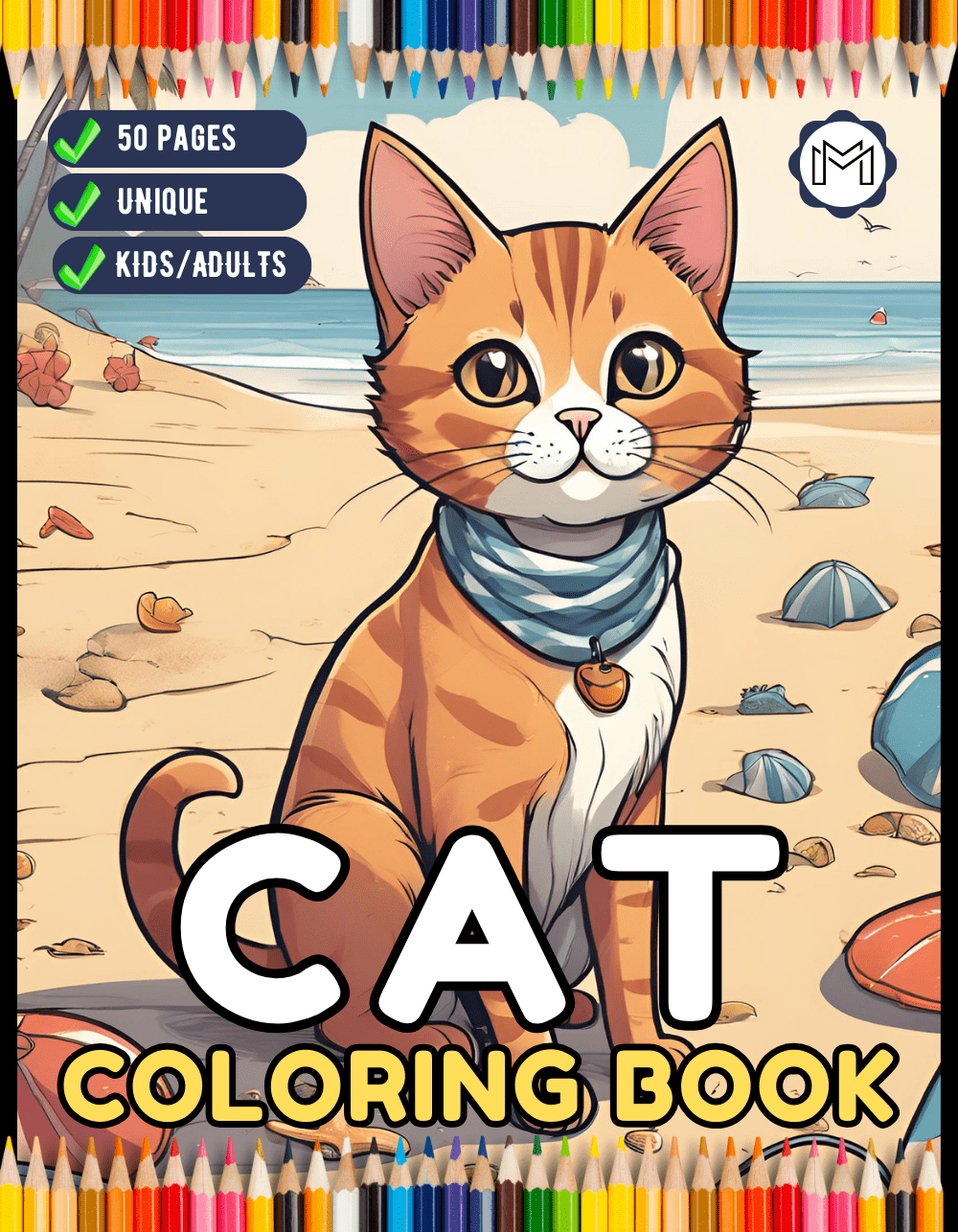 50 Pages Cute Cozy Cat Kitten Kitty Coloring Book Gift for Cat Lover ...