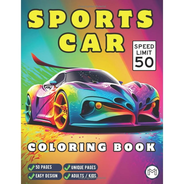 50 Pages Dream Super Car Fun Sports Cars Coloring Book Pages Car ...