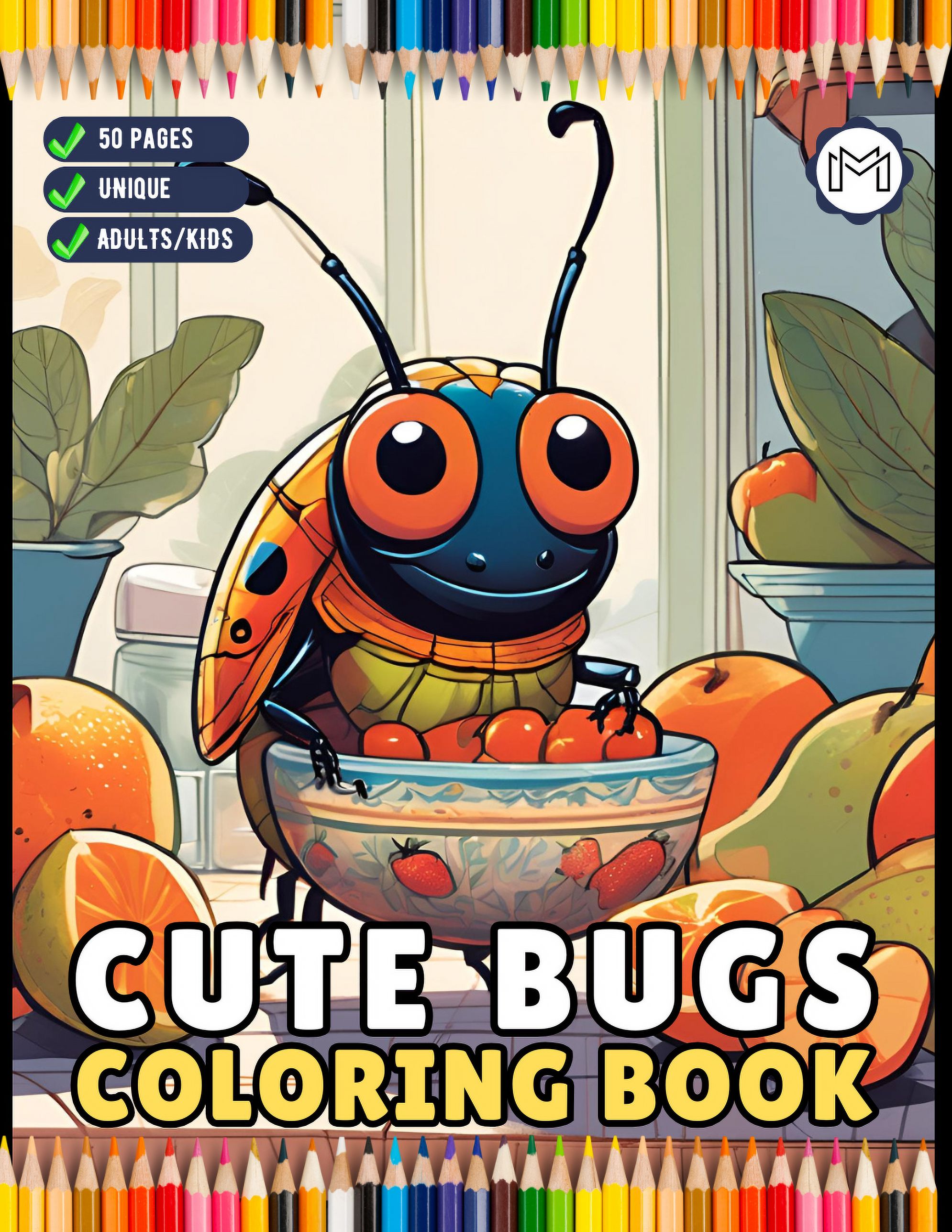50 Pages Funny Cute Bugs and Insects Coloring Book for Adults Men Women ...
