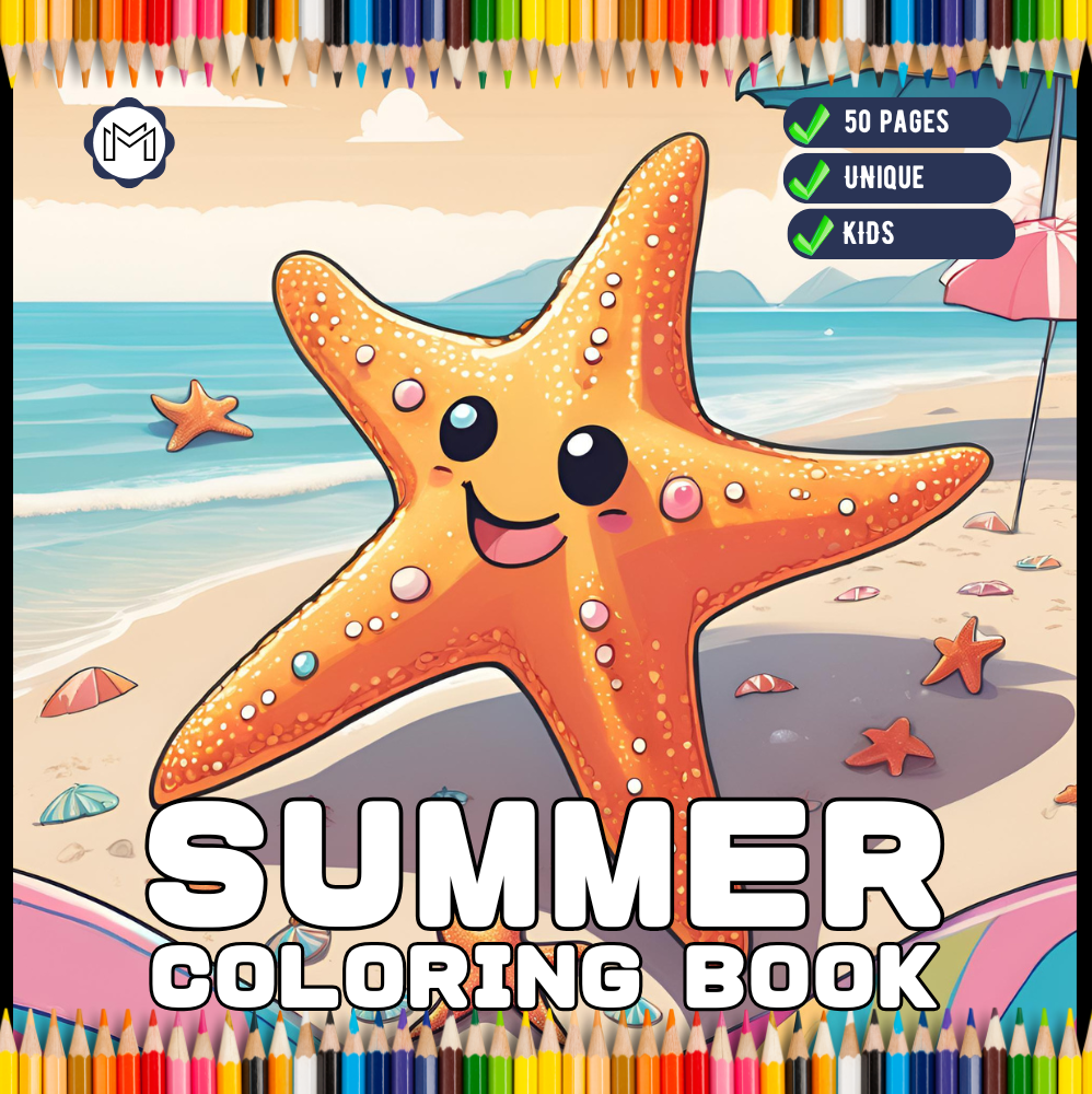 50 Pages Kawaii Summer Coloring Book Gift for Kids Boys Girls Teens ...