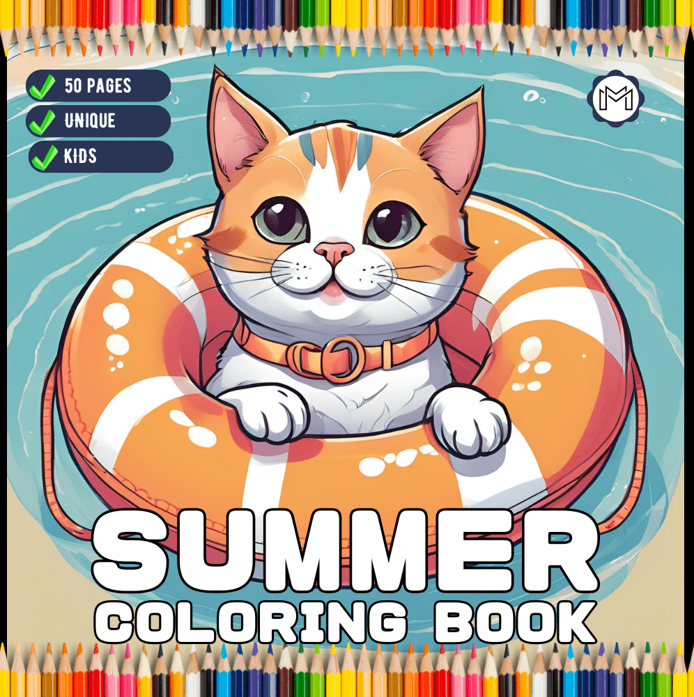 50 Pages Kawaii Summer Coloring Book Gift for Kids Boys Girls Teens ...