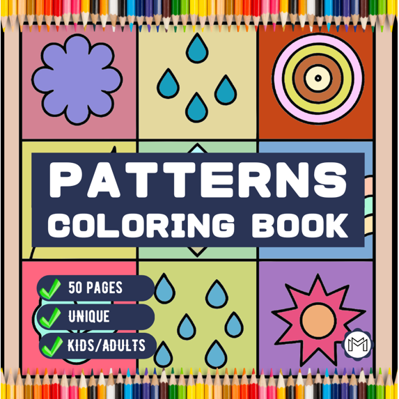 50 Pages Patterns Coloring Book Gift for Adults Men Women Kids Boys ...