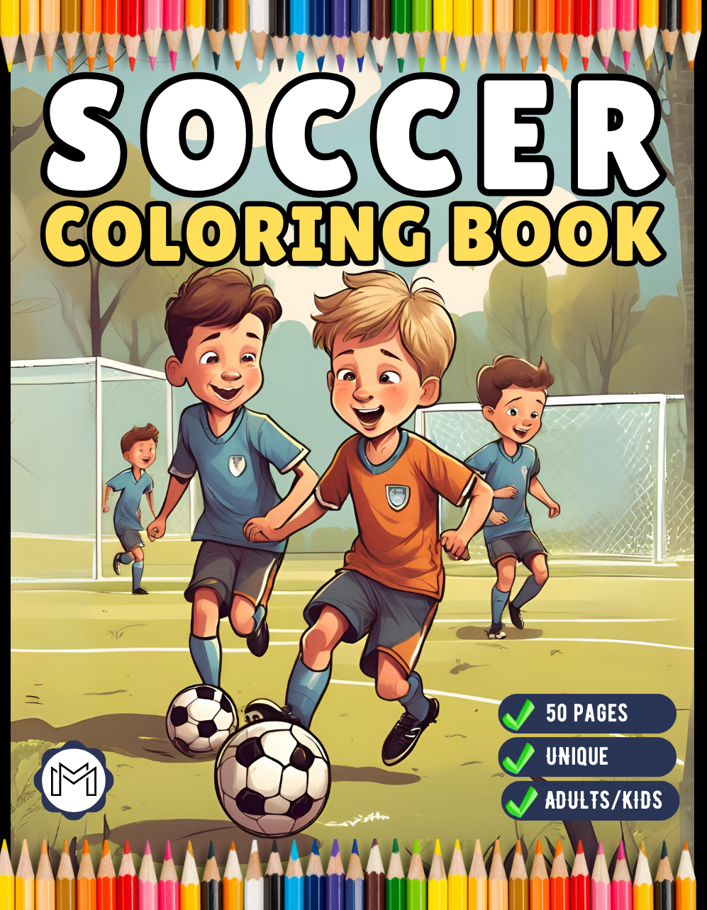 50 Pages Soccer Football Player Coloring Book Holiday Birthday Gift for ...