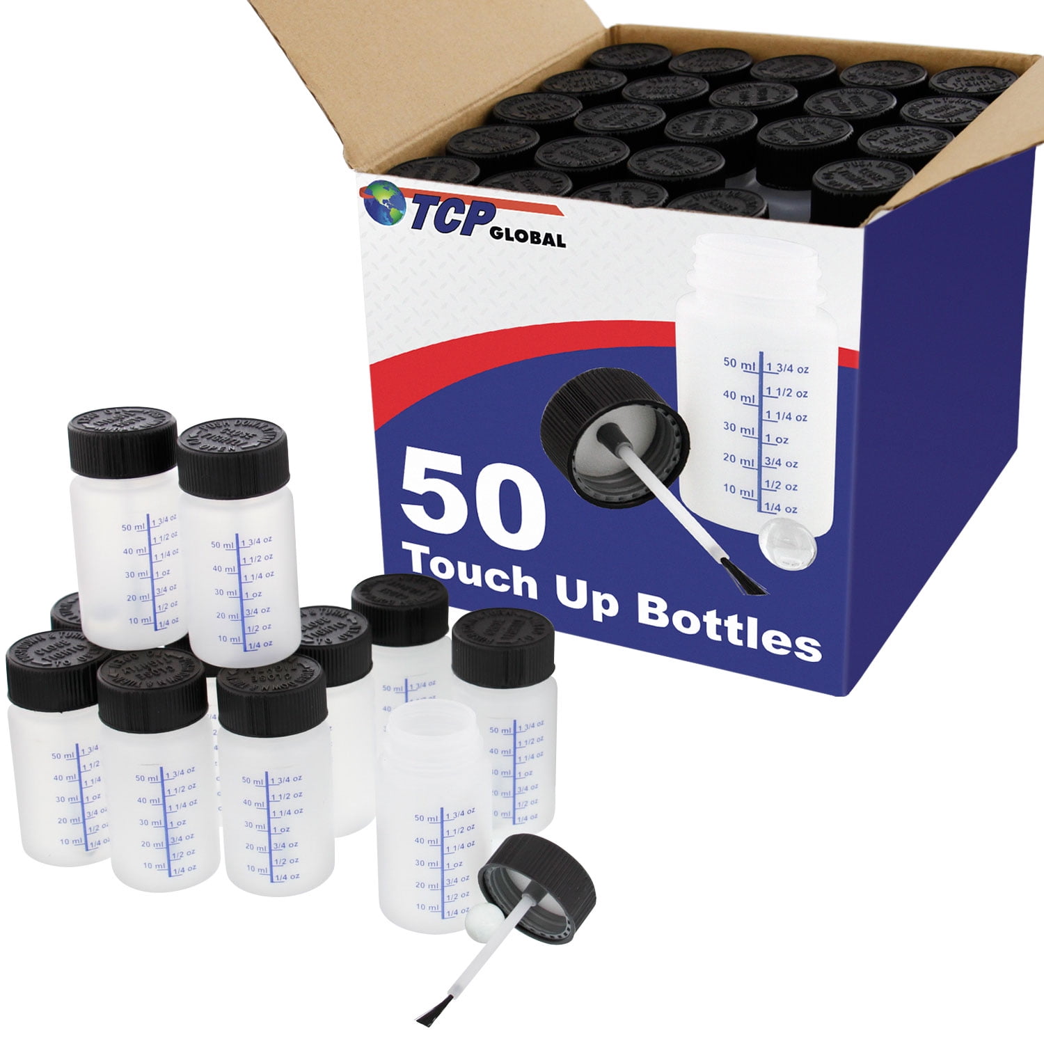 50 Paint Touch Up Bottles with Child Safety Lids - 60 ml Liquid ...