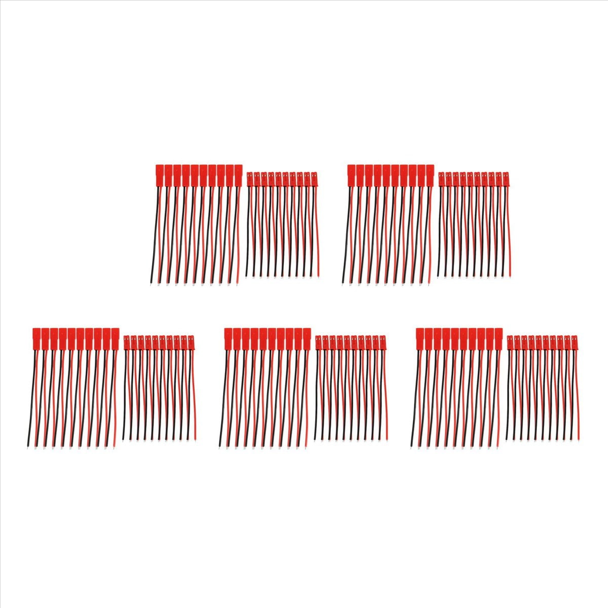 50 Pairs 2 Pin JST Plug Socket Connector M to F 110mm Cable Wire Red ...