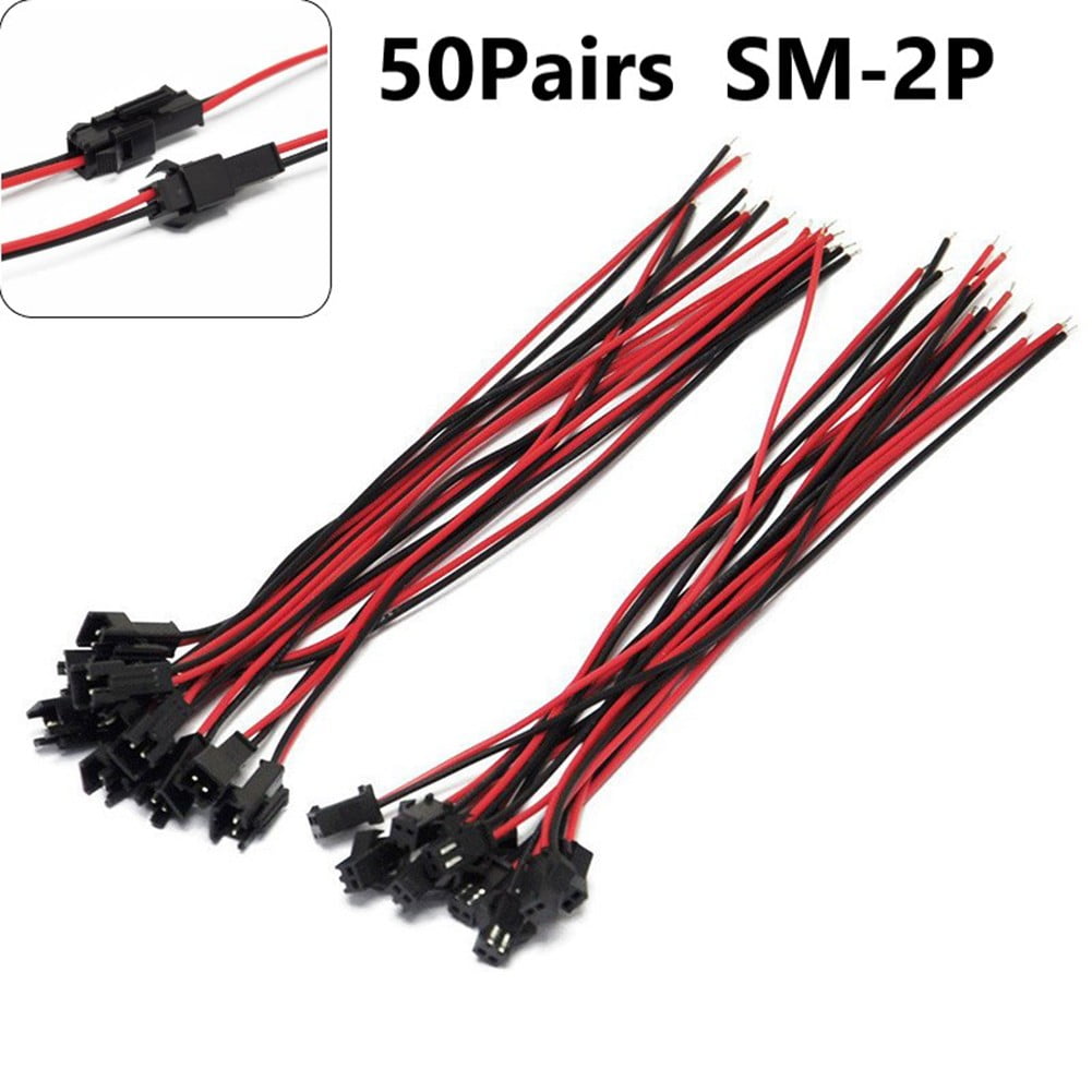 50 Pairs 2Pin for Jst Sm Led Connector Cable 10Cm for Rgb Pixel Light ...