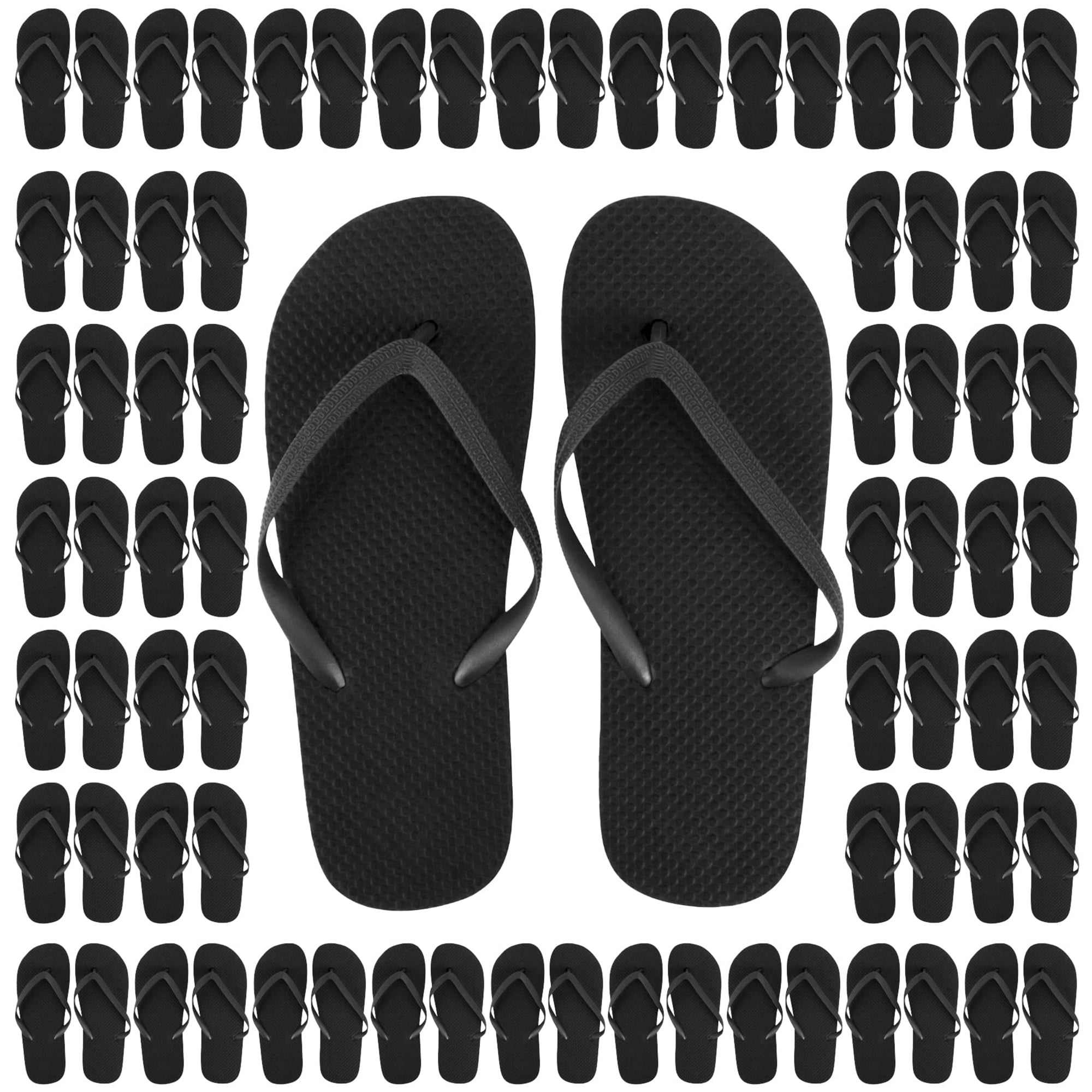 50 Pairs Black Slide Slip On Flip Flop Sandals for Women, Bulk ...