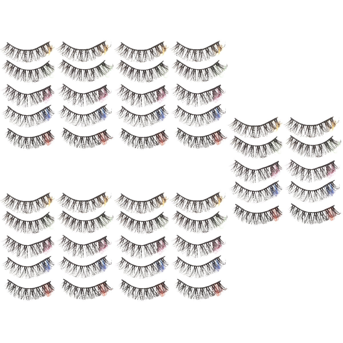 50 Pairs Color Five of Eyelashes False Extension Bundles Individual for Cat Cosplay with Fake ...