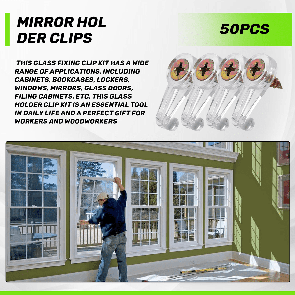 50 Pairs Glass Retainer Clips Kit Cabinet 4Mm Plastic Doors with Screws ...