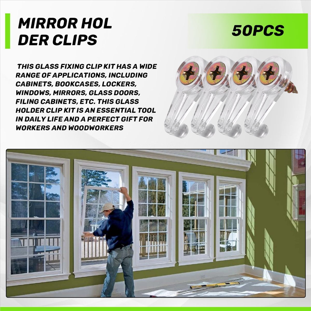 50 Pairs Glass Retainer Clips Kit Cabinet Glass Clips 4Mm Plastic Doors ...