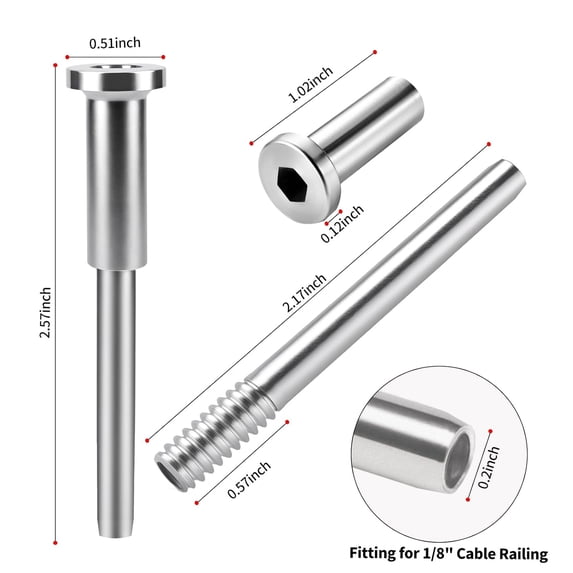 50 Pairs Invisible Cable Railing Kit, 1/8" Stainless Steel Cable ...