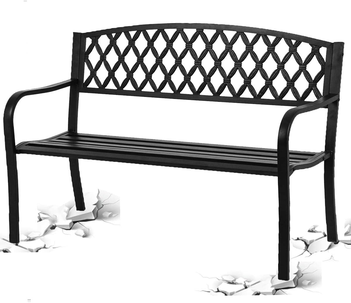 50" Patio Garden Bench Outdoor Metal Bench Yard Furniture,400 lbs Cast ...