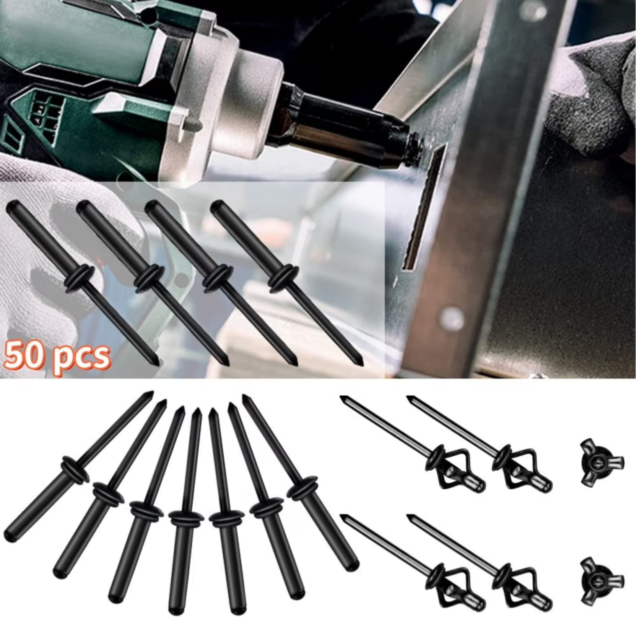 50-Pc 3/16" Tri-Fold Marine Rivets - with Water-proof O-Rings for Soft ...