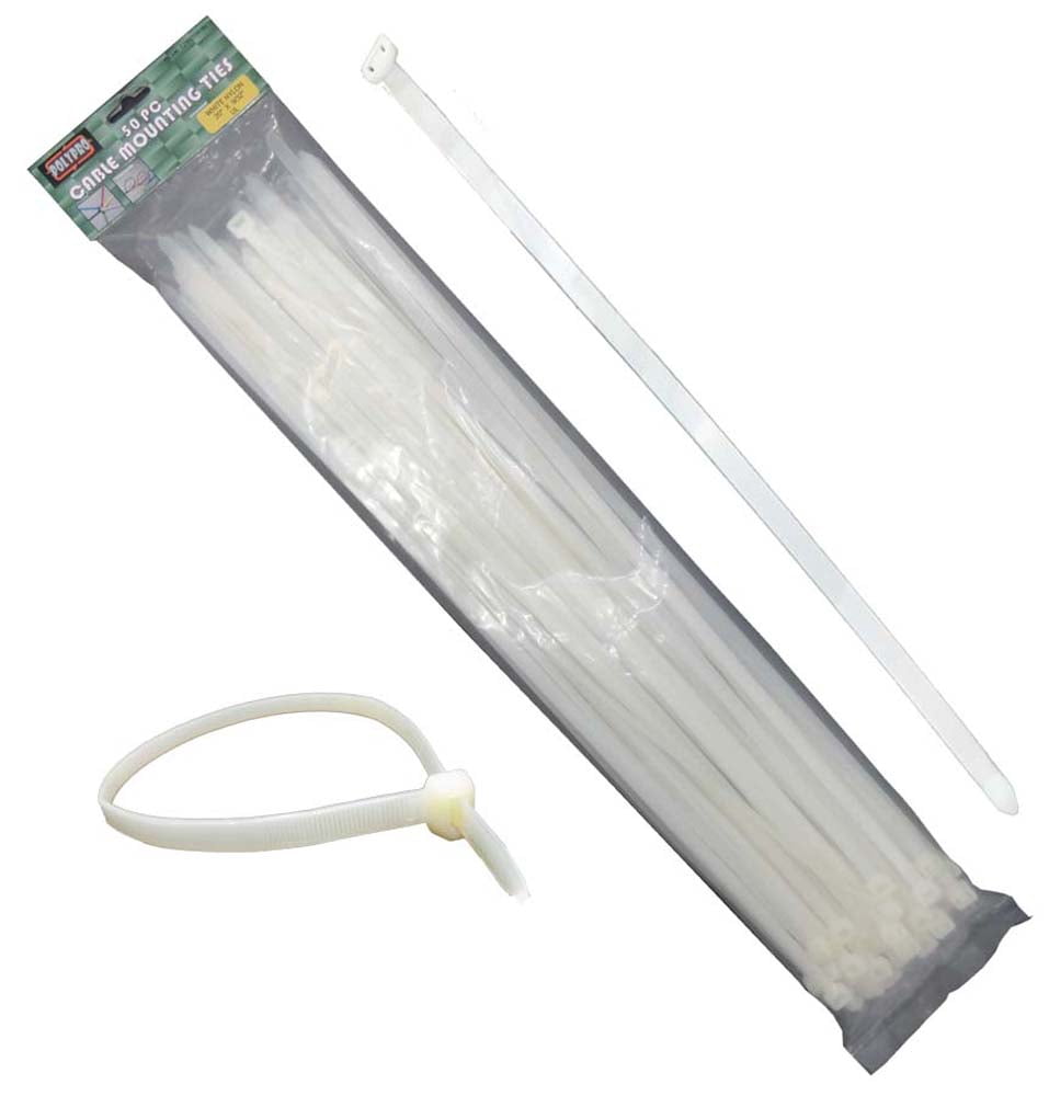 50 Pc. Cable Mounting Ties - 20" (Polypro: TZ8620W-50) - Walmart.com