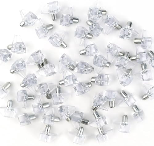 50-Pc Clear Shelf Support Pegs: Plastic cabinet shelf pins — replaces ...