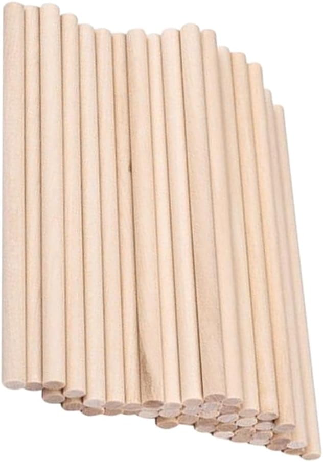 50 Pcs 0.2x3.94 inch Wooden Dowel Rods, Unfinished Round Wood Sticks ...