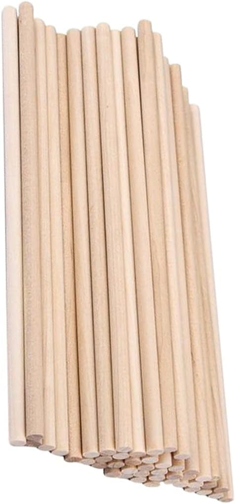 50 Pcs 0.2x5.91 inch Wooden Dowel Rods, Unfinished Round Wood Sticks ...